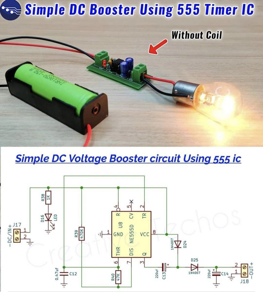 Simple DC Booster Using 555 Timer IC – PCB HERO
