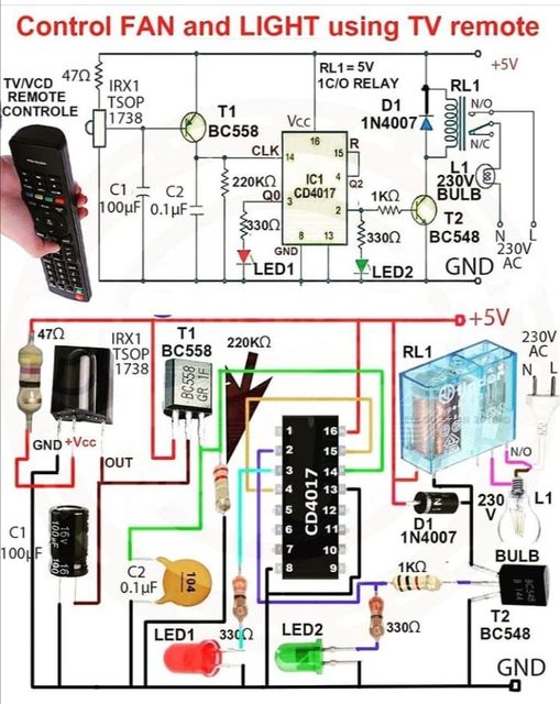 Control FAN and LIGHT using TV remote – PCB HERO