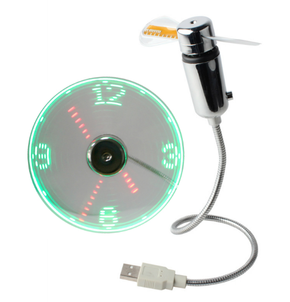 Intelligent USB clock, small fan, LED light, time flash, student offic ...